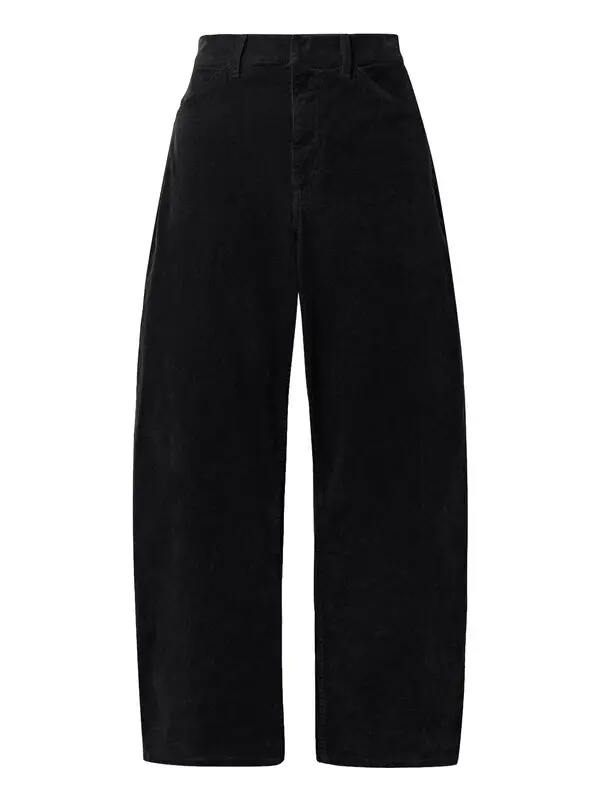 NILI LOTAN Tribeca Cotton-blend Corduroy Barrel-leg Pants - Black