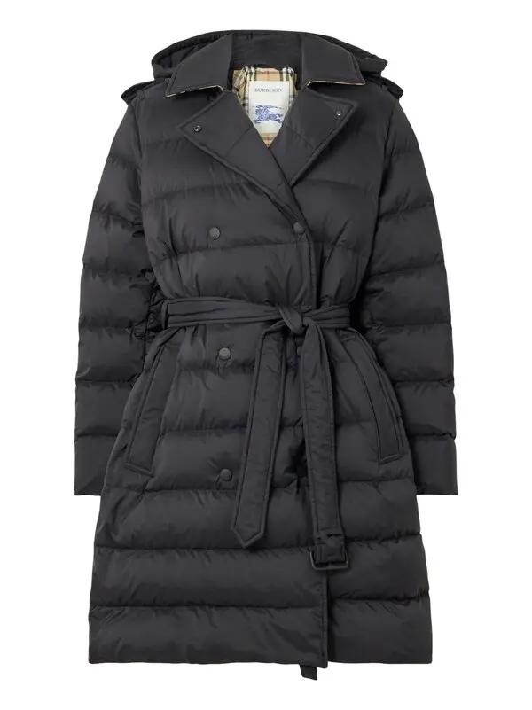 Burberry Belted Double-breasted Quilted Shell Down Coat - Black
