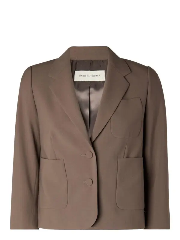 Dries Van Noten Cropped Crepe Blazer - Brown