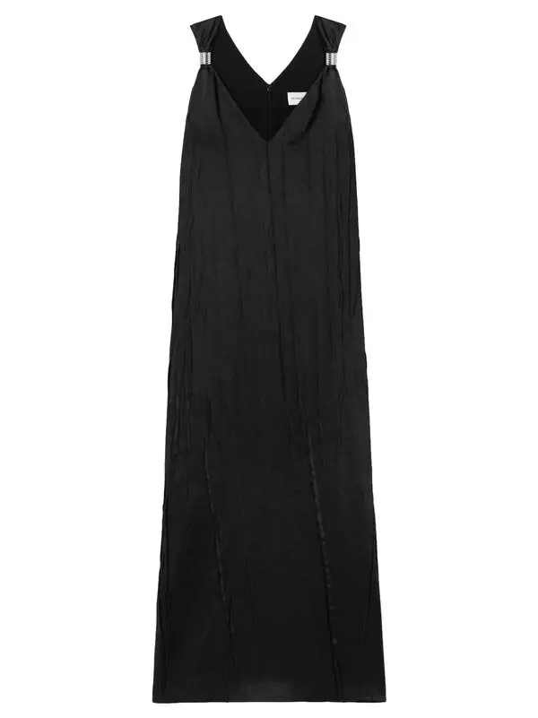 Brandon Maxwell The Keke Embellished Crinkled-satin Midi Dress - Black