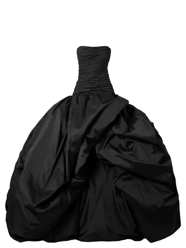 MARMAR HALIM Strapless Plissé-taffeta Gown - Black