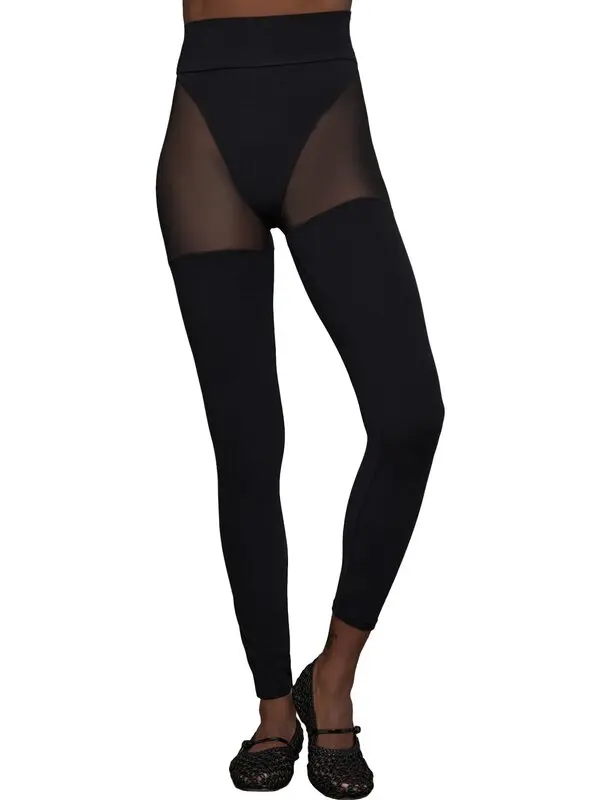Carbon38 Sheer Thigh High Legging - Black