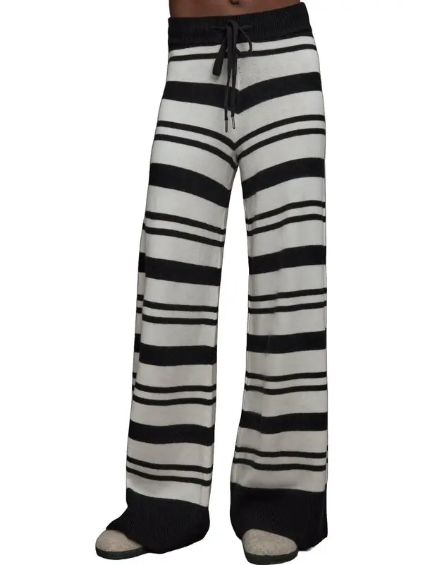Carbon38 Striped Sweater Pant - Black/cream