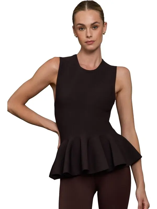Carbon38 Peplum Sweater Tank - Chocolate Torte