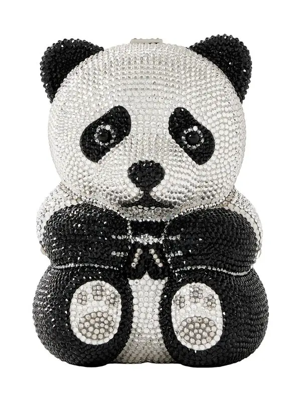 Judith Leiber Teddy Bear Crystal-embellished Clutch - Black