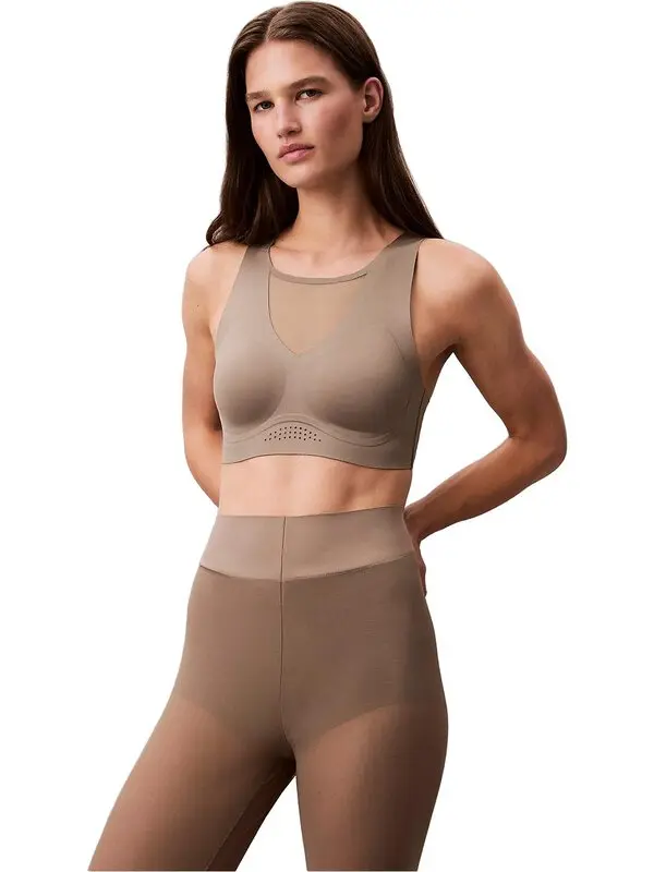 Calvin Klein Invisibles Medium Support Mesh Sports Bra - Captivating Tan