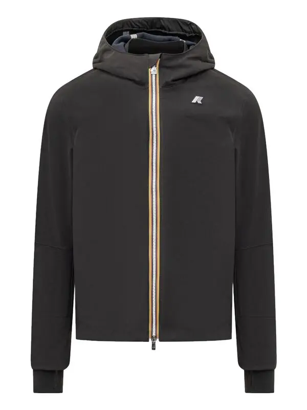 K-WAY Hooded Jacket With Zip - Black