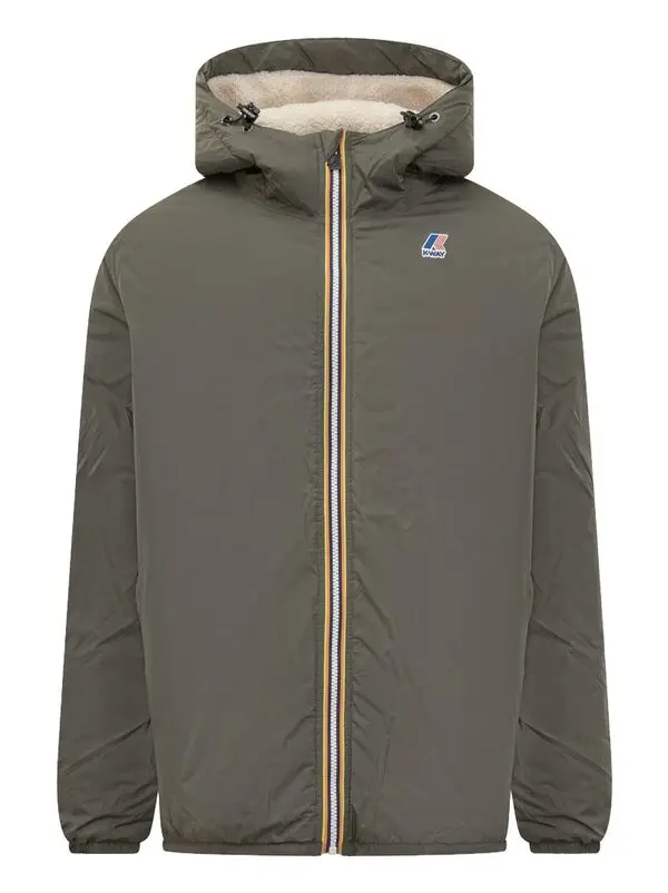 K-WAY Hooded Jacket With Sherpa Lining - Green