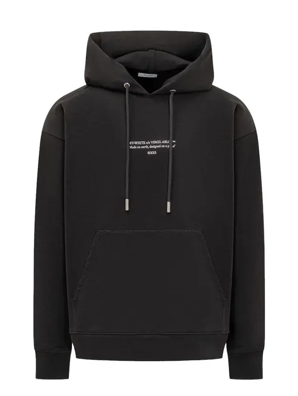 Off-White Hoodie With Logo Print - Black