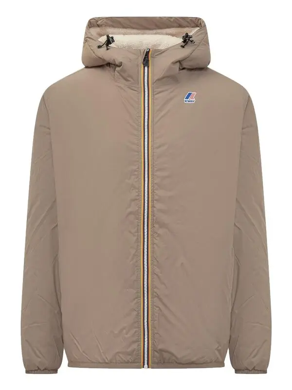 K-WAY Hooded Jacket With Sherpa Lining - Beige