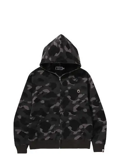 BAPE One Point Camo Cropped Full Zip Hoodie - Black