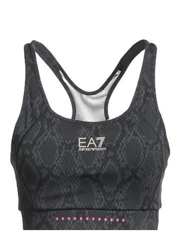 EA7 Snakeskin-print Sleeveless Sports Top - Black