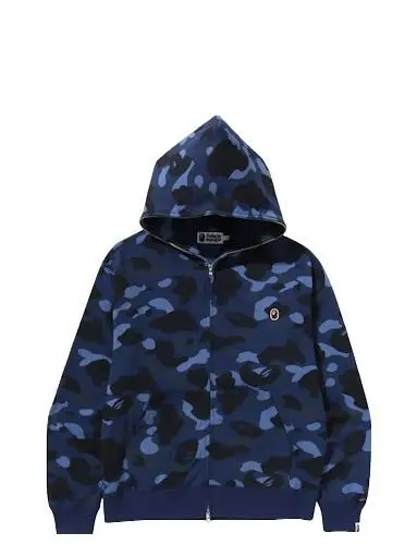 BAPE One Point Camo Cropped Full Zip Hoodie - Navy Blue