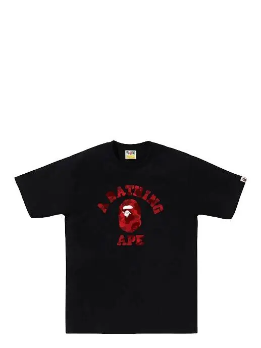 A BATHING APE Camo College Tee Shirt - Black/red