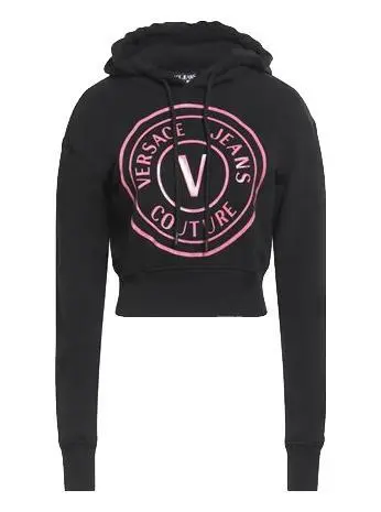 Versace Hooded Sweatshirt With Glittered Logo - Black