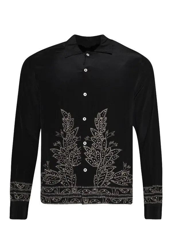 BODE Beaded Epoque Long Sleeve Shirt - Black