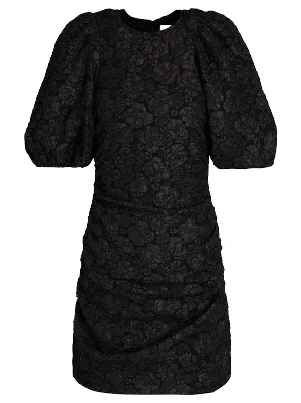 GANNI Cloqué Mini Dress - Black