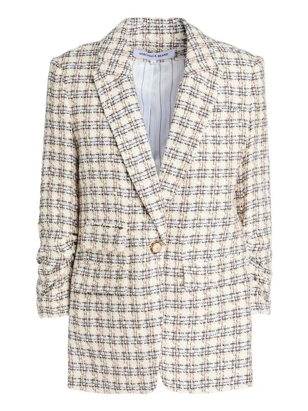 Veronica Beard Martel Dickey Checked Cotton-blend Tweed Blazer - Ivory