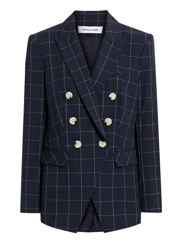 Veronica Beard Charleston Dickey Checked Crepe Blazer - Navy