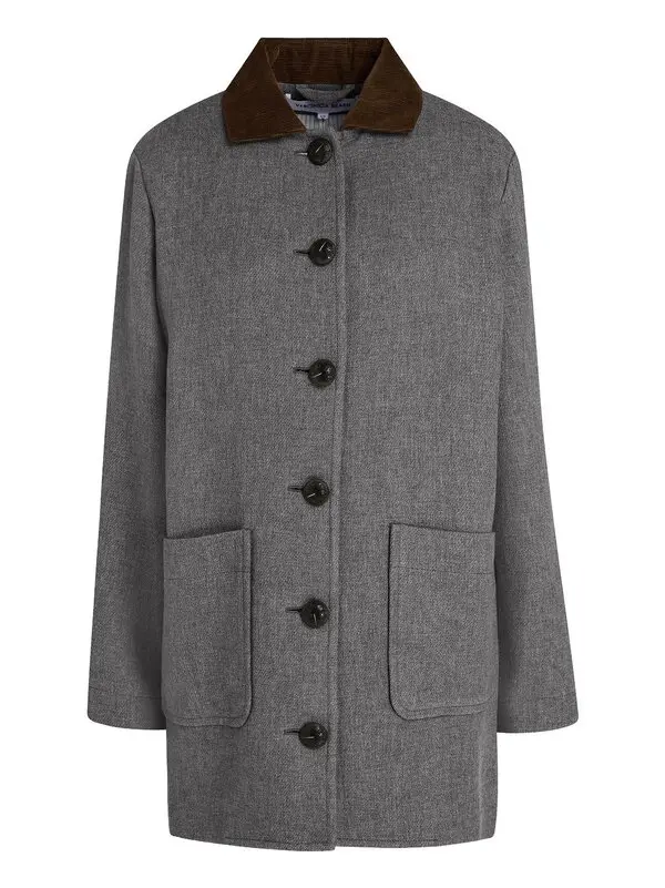Veronica Beard Felt Coat With Corduroy Trims - Gray