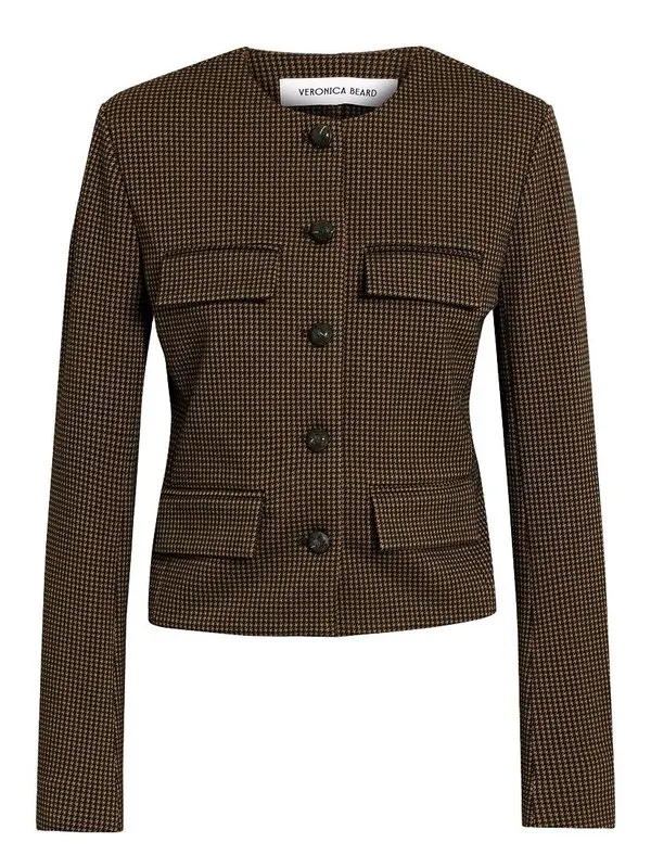 Veronica Beard Berkley Houndstooth Tweed Jacket - Black
