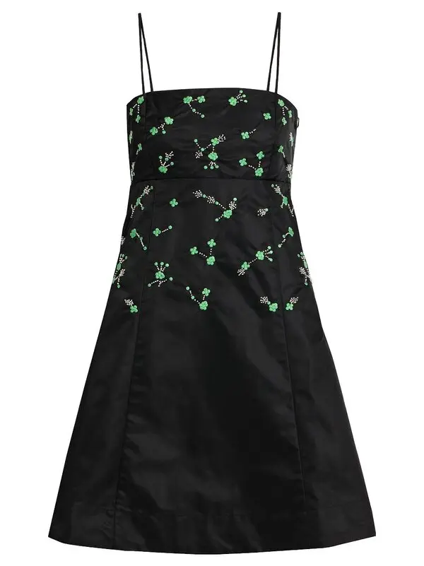 GANNI Embellished Taffeta Mini Dress - Black