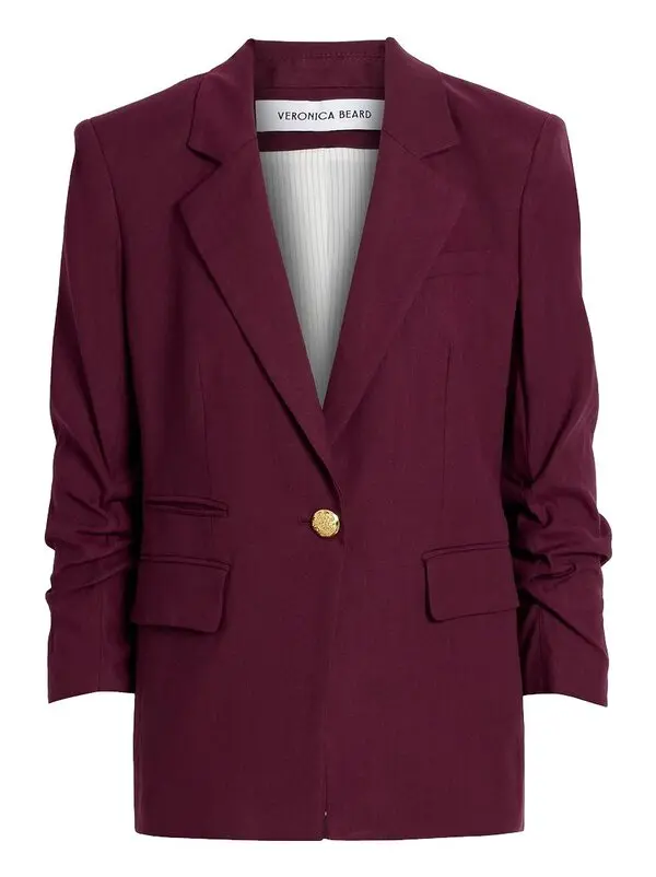 Veronica Beard Battista Linen-blend Dickey Blazer - Plum