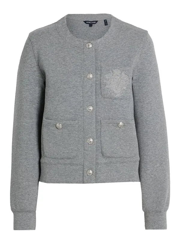 Veronica Beard Jennings Embroidered Jersey Jacket - Gray