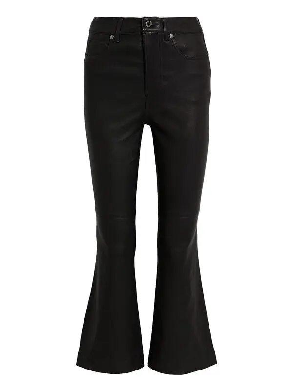 Veronica Beard Carson Leather Flared Pants - Black