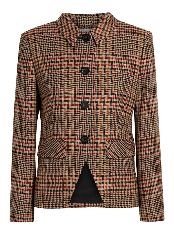 Veronica Beard Aire Dickey Checked Wool-tweed Blazer - Camel