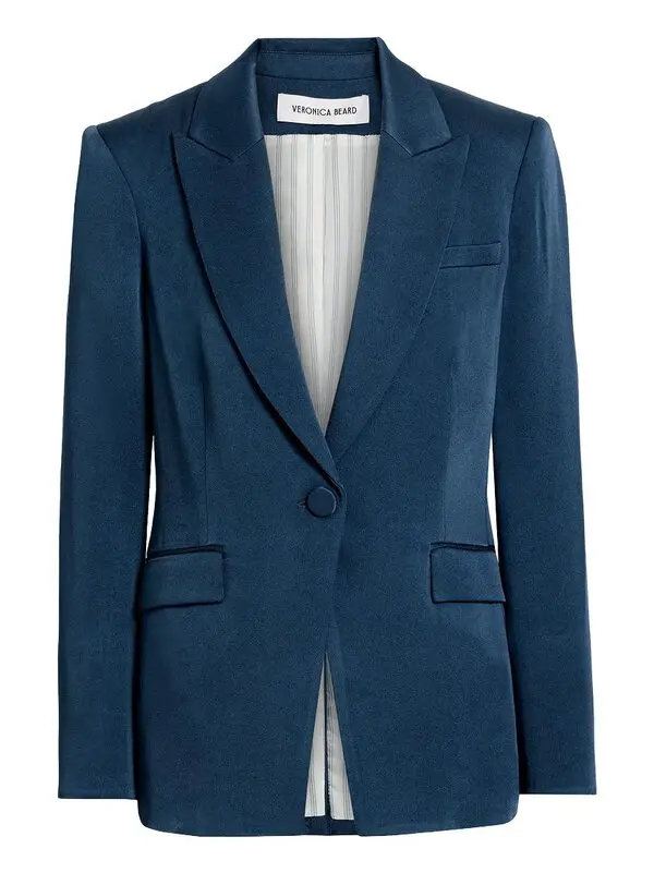 Veronica Beard Long And Lean Dickey Satin-crepe Blazer - Storm Blue