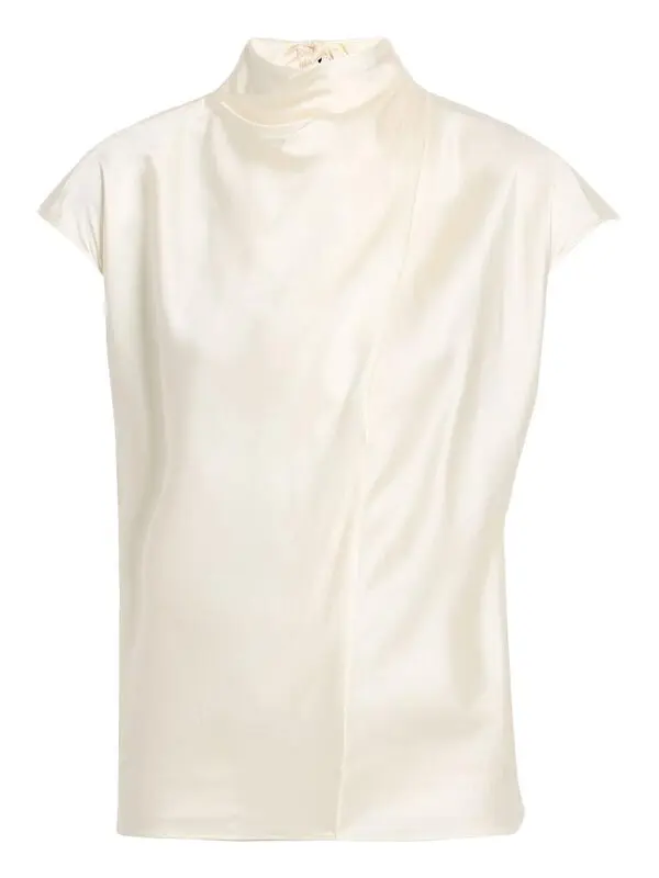 Veronica Beard Leilany Draped Silk-blend Satin Top - Ivory
