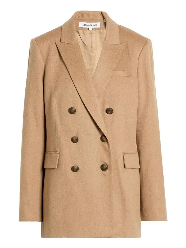 Veronica Beard Ellette Dickey Double-breasted Hair Blazer - Camel