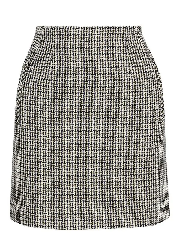Veronica Beard Houndstooth Tweed Mini Skirt - Ecru