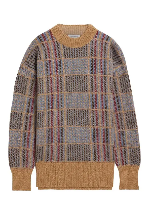 Veronica Beard Jacquard-knit Mohair-blend Sweater - Camel