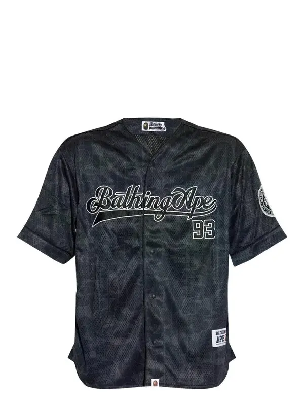 A BATHING APE Camo Stripe Baseball Shirt - Black
