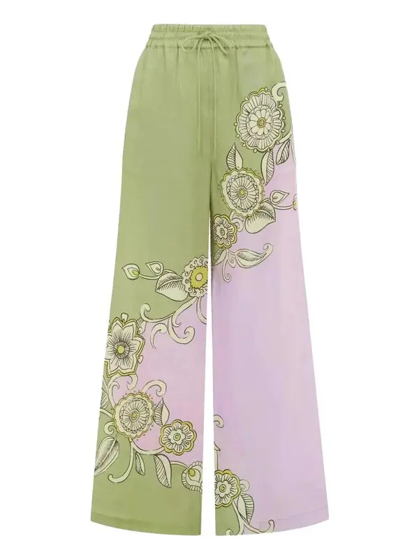 ALEMAIS Sora Floral-print Trousers - Green
