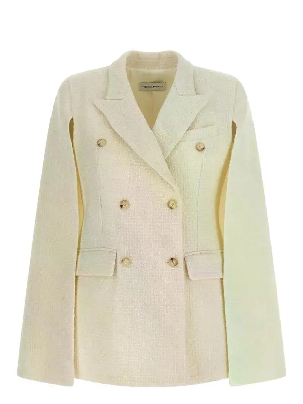 FEDERICA BONIFACI Double-breasted Blazer With Cape Design - White