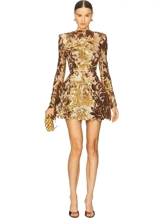 BRONX AND BRONCO Aurelia Mini Dress - Gold Multi