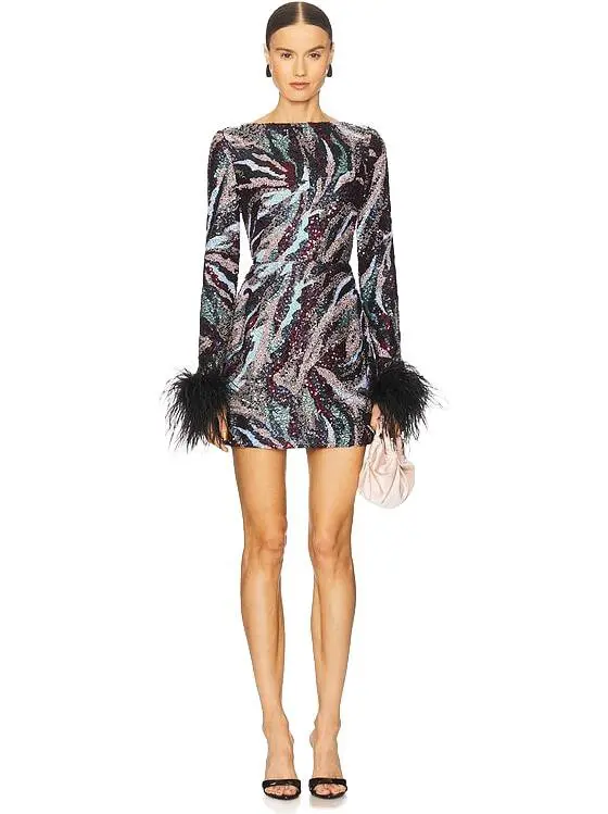 BRONX AND BRONCO Tokyo Feather Mini Dress - Pink Multi