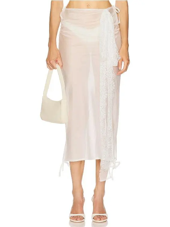 MILKWHITE X Lace Midi Skirt - White