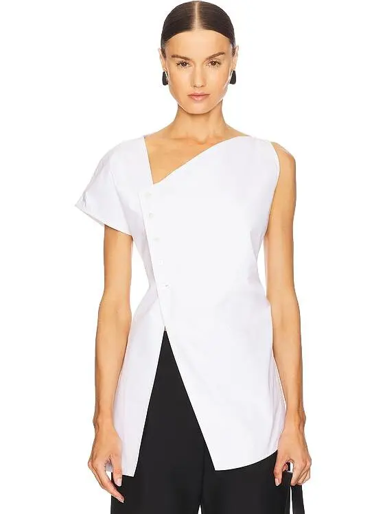RÓHE Asymmetrical Poplin Top - Optic White