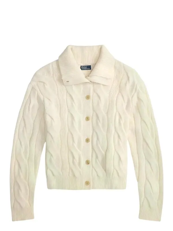 Polo Ralph Lauren Cable-knit Mock-neck Cardigan - Neutrals