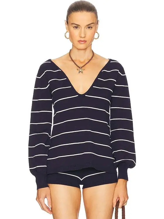 SEVEN WONDERS Eleonora Sleeved Top - Navy Stripe