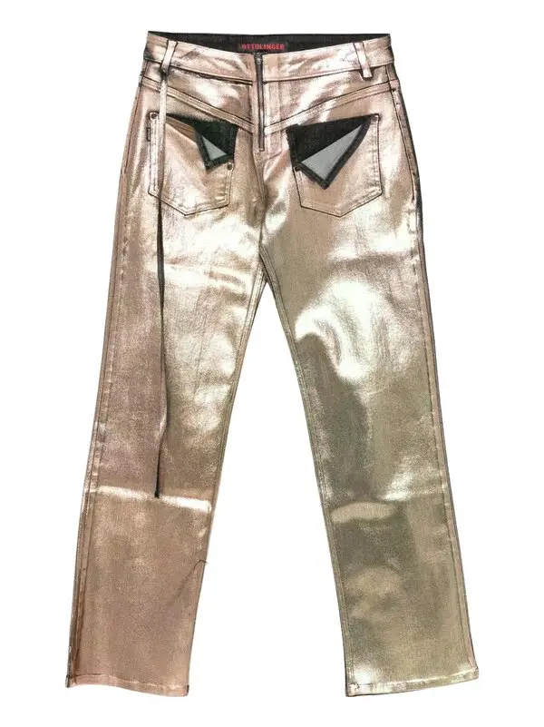 Ottolinger Metallic-panel Straight-leg Jeans - Pink