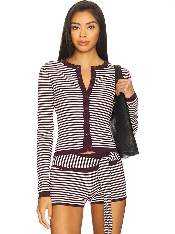 SEVEN WONDERS Mischief Long Sleeve Top - Wine Stripe