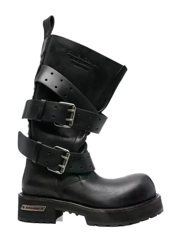 Balenciaga Venom Buckle-strap Leather Boots - Black