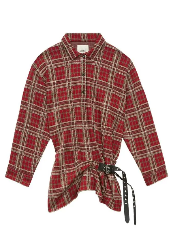 Isabel Marant Blandia Plaid Shirt Dress - Red
