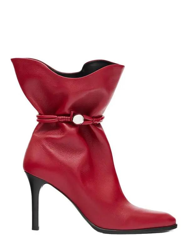 Isabel Marant Lolya Leather Ankle Boots - Deep Red