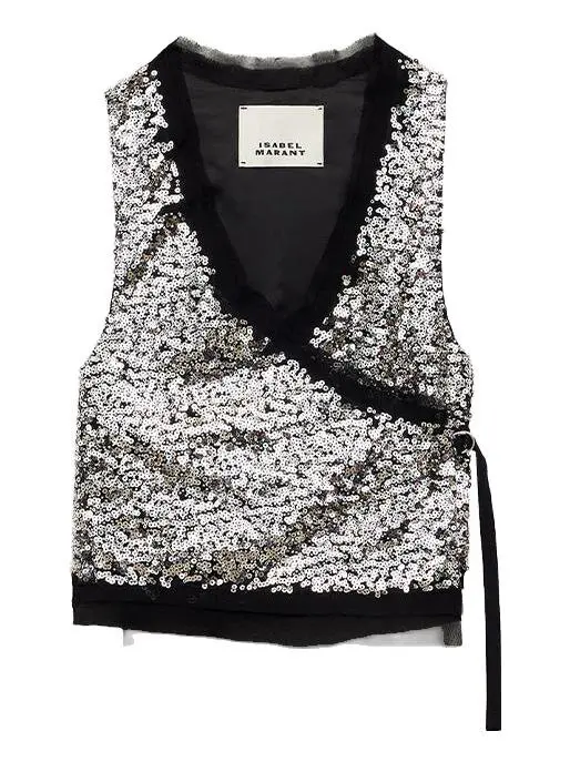 Isabel Marant Tahina Sequined Vest - Silver